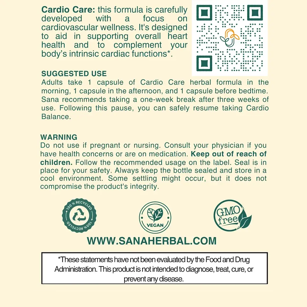 CARDIO CARE - Cardio Herbal Formula – Sana Herbal Sciences™